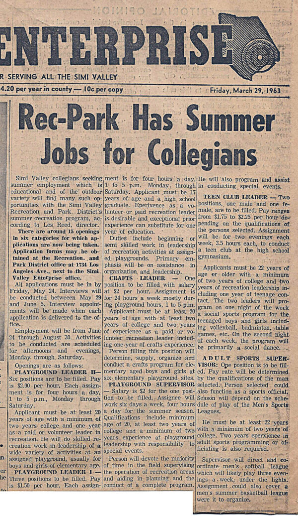 History of Rancho Simi Recreation and Park District – Strathearn ...